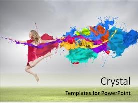 Abstract Adolescence Young Woman Dancer In Red PPT template 88 ...