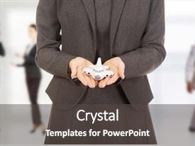 Airline Company Beautiful Business Woman Holding Airplane PPT template ...