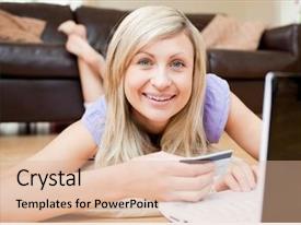 Animated Cards Beautiful Young Woman Holding PPT template 70 ...