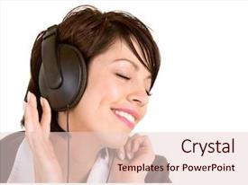 Lady Listening To Music PPT template 4 | CrystalGraphics