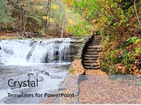 Autumn Scene Landscape Of Waterfalls PPT template 59 | CrystalGraphics