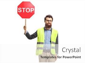 Bearded Man With A Safety PPT template 25 | CrystalGraphics