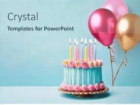 Beautiful Birthday Cake With Piped PPT template 85 | CrystalGraphics