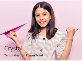 Beautiful Child Girl Holding Paper PPT template 85 | CrystalGraphics