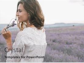 Beautiful Model Walking In Spring PPT template 0 | CrystalGraphics