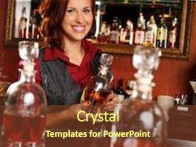 Beautiful Redhead Barmaid With Bottle PPT template 88 | CrystalGraphics