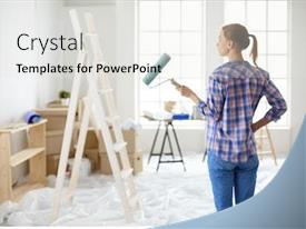 Beautiful Young Woman Doing Wall PPT template 45 | CrystalGraphics