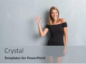 Beautiful Young Woman Standing Over PPT template 74 | CrystalGraphics