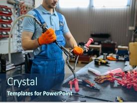 Bicycle Factory Worker Holds Kid PPT template 16 | CrystalGraphics