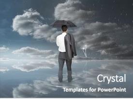 Black Umbrella During Storm PPT template 51 | CrystalGraphics