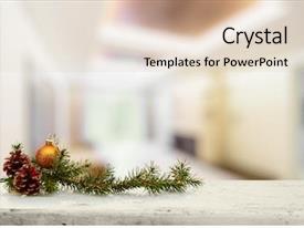 Blurry Balls Christmas Decoration On Old White PPT template 26 ...