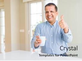 Bright Older Agees Middle Age Man Drinking Coffee PPT template 85 ...