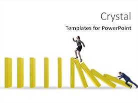 Business People In Domino Effect PPT template 7 | CrystalGraphics