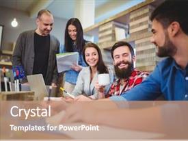 Business People Smiling During Meeting PPT template 65 | CrystalGraphics