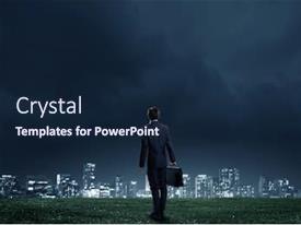 Businessman Against Night City View PPT template 63 | CrystalGraphics
