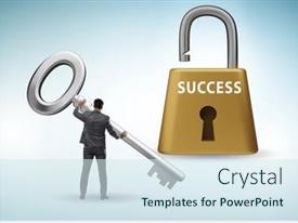 Businessman In Key To Success PPT template 31 | CrystalGraphics