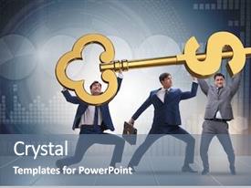 Businessmen Holding Giant Key PPT template 75 | CrystalGraphics