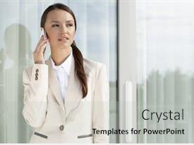 Businesswoman Answering Cell Phone PPT template 81 | CrystalGraphics