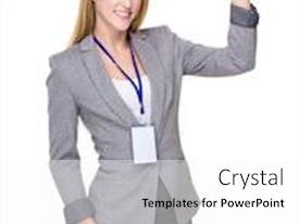Businesswoman With Staff Card PPT template 2 | CrystalGraphics