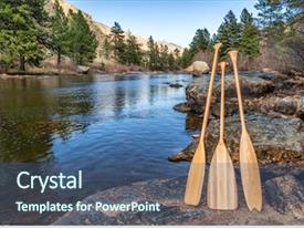 Canoeing Three Wooden Canoe Paddles PPT template 86 | CrystalGraphics