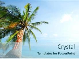 Woman On Palm Sea PPT template 89 | CrystalGraphics