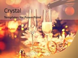 Champagne Christmas And New Year PPT template 17 | CrystalGraphics