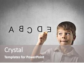 Child Writing Alphabet Letters PPT template 79 | CrystalGraphics