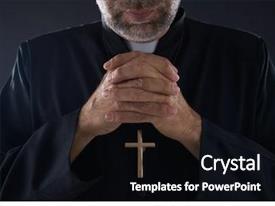 Christian Praying Hands Priest Portrait PPT template 59 | CrystalGraphics