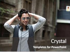 City People Young Attractive Man In Urban PPT template 84 | CrystalGraphics