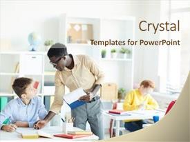 Clever Schoolboy And His Teacher PPT template 78 | CrystalGraphics