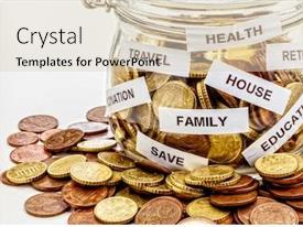 Coins Euro In Classic Glass PPT template 76 | CrystalGraphics