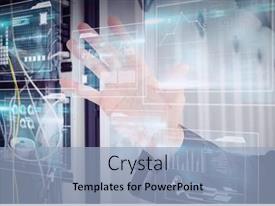 Montage Composition Of Businessman Touching Electronic PPT template 60 ...