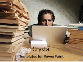 Computer Files Businessman Working In Office PPT template 80 ...
