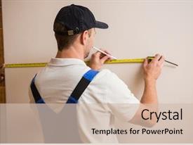 Construction Worker Using Measuring Tape PPT template 27 | CrystalGraphics