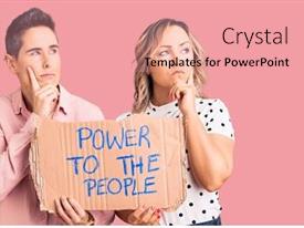 Couple Of Women Holding Power PPT template 83 | CrystalGraphics