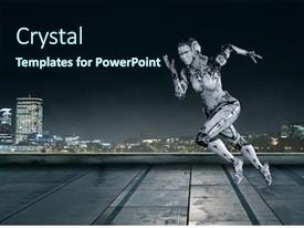 Cyborg Silver Running Woman Mixed PPT template 60 | CrystalGraphics
