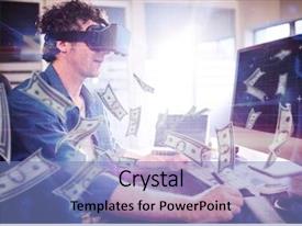 Dollars Flying Against Businessman Wearing PPT template 63 ...