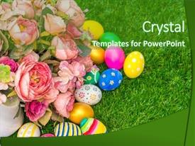 Easter Eggs With Artificial Flower PPT template 89 | CrystalGraphics
