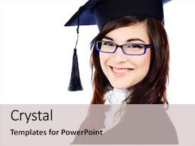 Educational Theme Graduating Student Girl PPT template 59 | CrystalGraphics