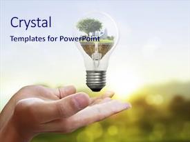 Energy Solutions Light Bulb In A Hand PPT template 60 | CrystalGraphics