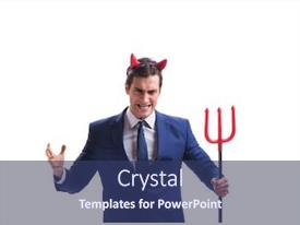 Evil Devil Businessman With Pitchfork PPT template 37 | CrystalGraphics