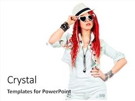 Expressive Girl Rock Singer PPT template 49 | CrystalGraphics
