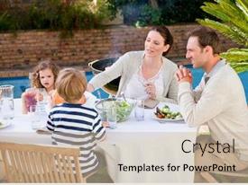 Family Eating In The Garden PPT template 87 | CrystalGraphics