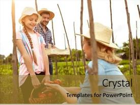 Farmers Family In Garden Picking PPT template 93 | CrystalGraphics