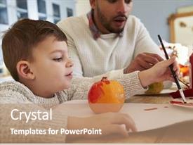 Father And Son Decorating Halloween PPT template 54 | CrystalGraphics
