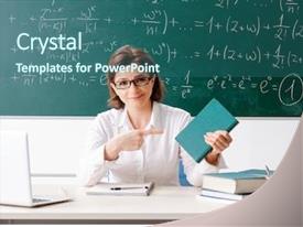 Female Math Teacher In Front PPT template 66 | CrystalGraphics