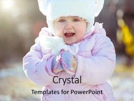 First Snow Little Girl Enjoys PPT template 20 | CrystalGraphics