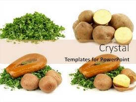 Freshly Cut Kale Cabbage PPT template 95 | CrystalGraphics