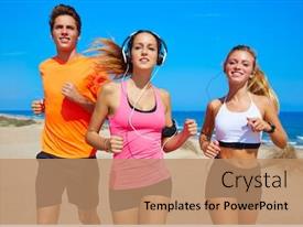 Friends Running On The Beach PPT template 58 | CrystalGraphics