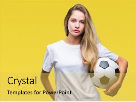 Game Clue Young Beautiful Blonde Woman Holding PPT template 89 ...